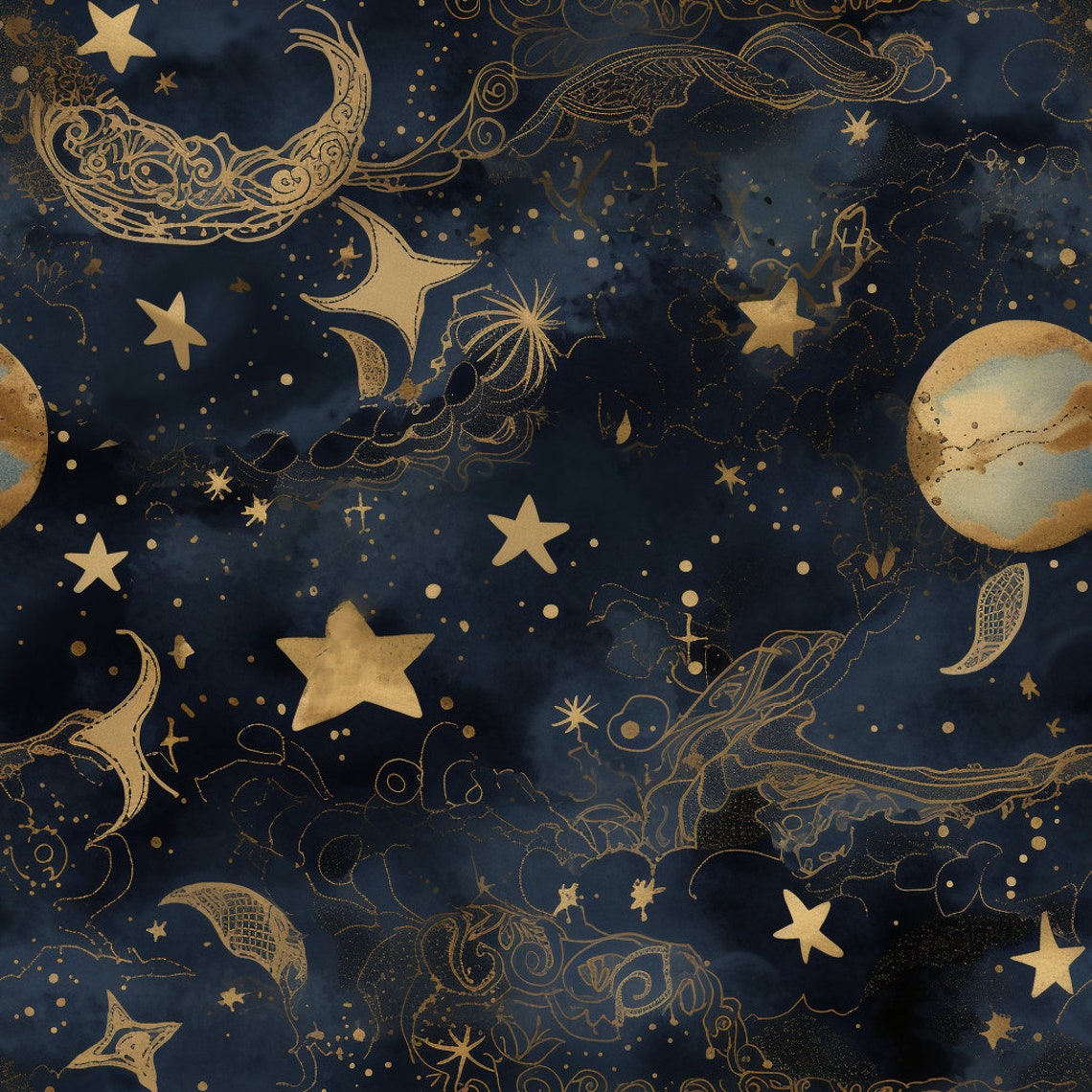 Celestial Design Seamless Pattern - Etsy