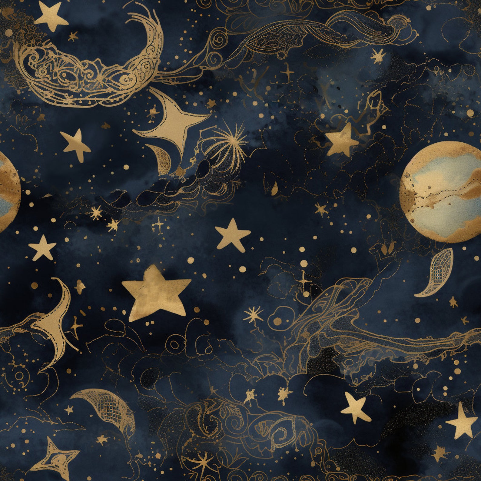 Celestial Design Seamless Pattern - Etsy