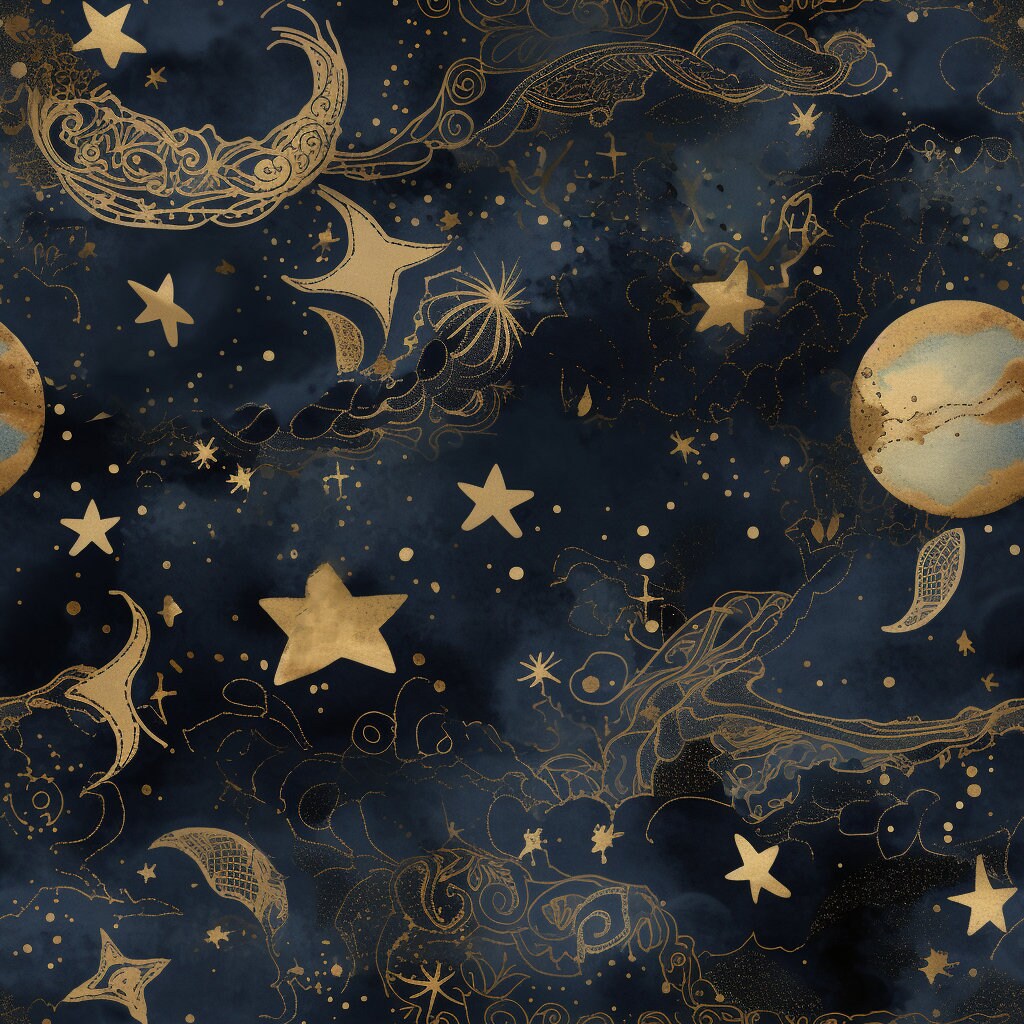 Celestial Design Seamless Pattern - Etsy