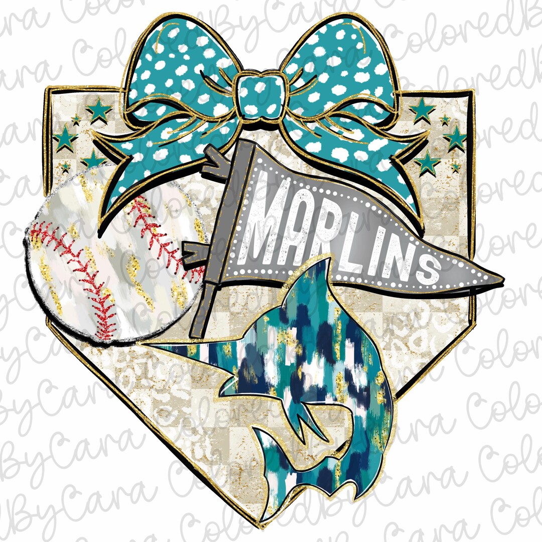 Marlins Baseball Coquette Png Girls Preppy Baseball Design Dtf Marlin ...