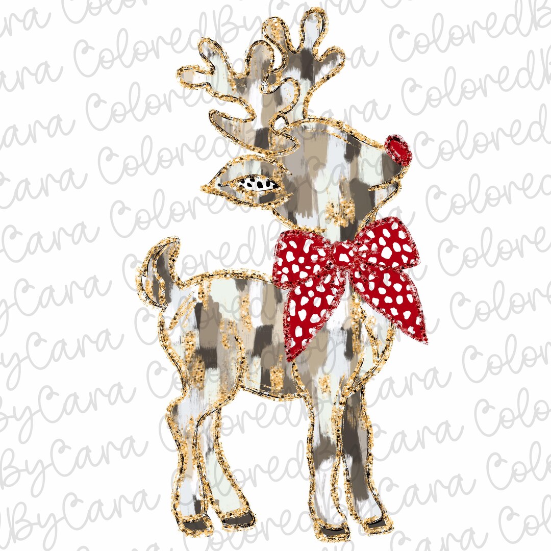 Colorful Coquette Glitter Reindeer Png Girls Reindeer Design Dtf ...