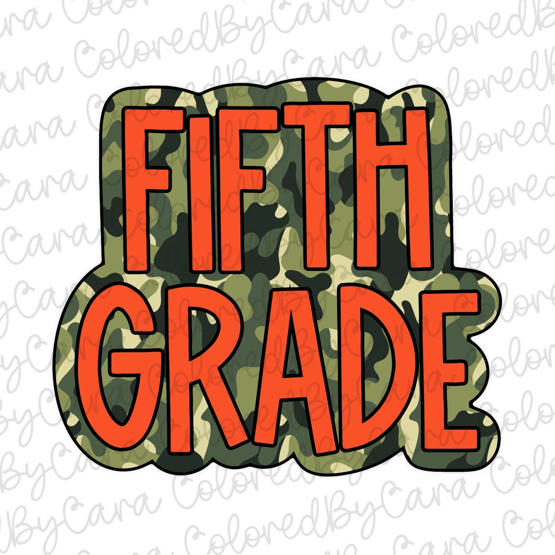 Fifth Grade PNG/ Camo Boy Back to School Png/ Elementary Png/ School ...