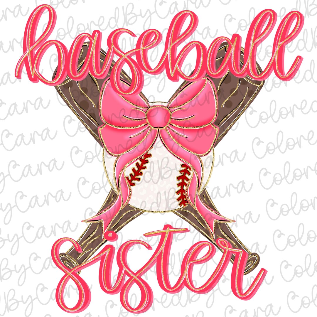 Preppy Pink Baseball Sister Png Coquette Girls Baseball Design Dtf ...