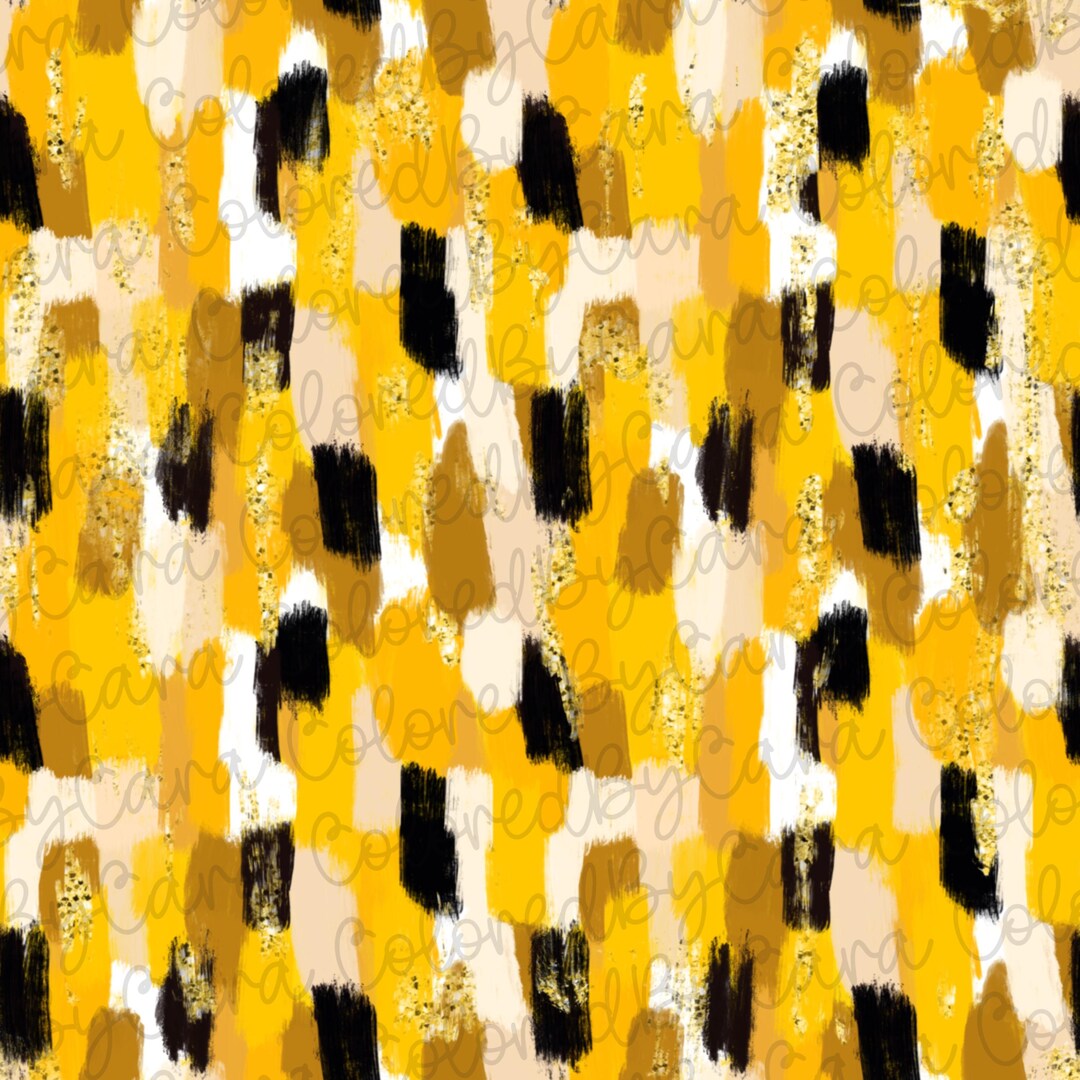 Yellow Brushstrokes Seamless Pattern/ Digital Paper/ Brush Strokes ...