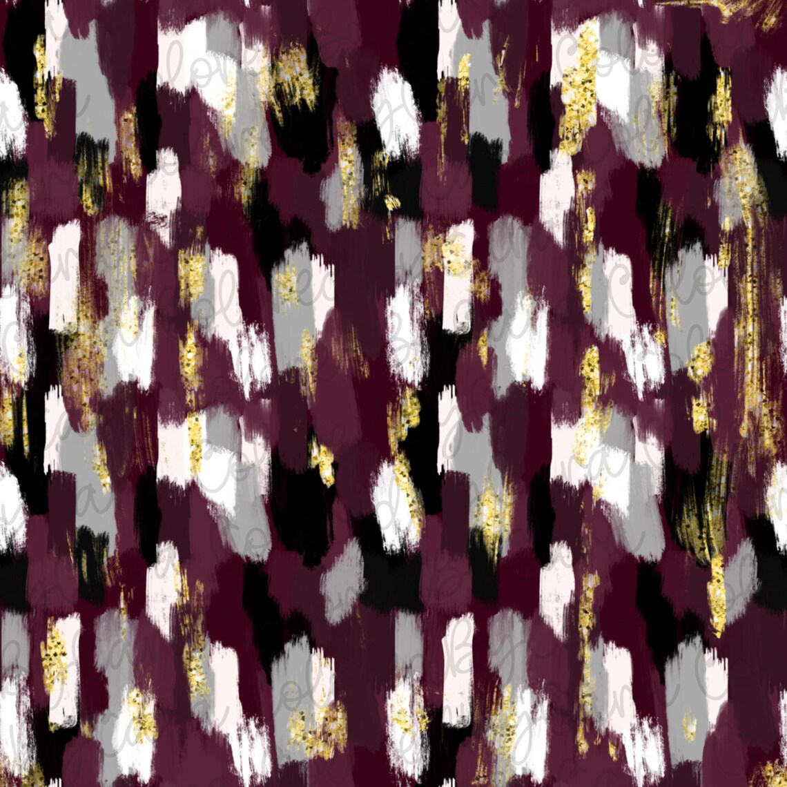Burgundy Brushstrokes Seamless Pattern/ Digital Paper/ Brush Strokes ...
