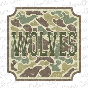 Wolves PNG/ Old Camo Boy Back to School Png/ Elementary Png/ Mascot Png ...