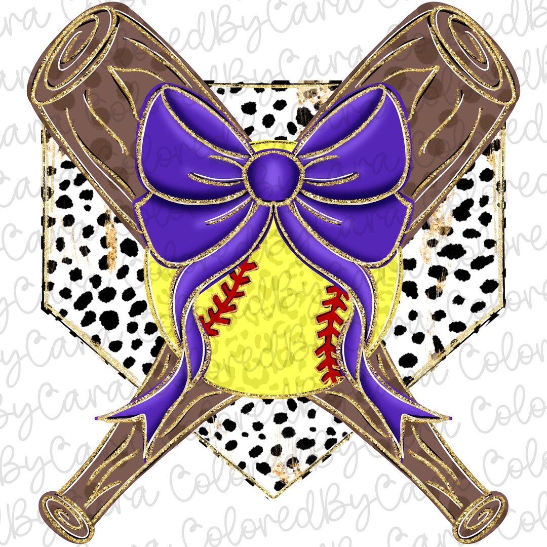 Purple Coquette Gold Glitter Preppy Purple Softball Png Girls Softball ...