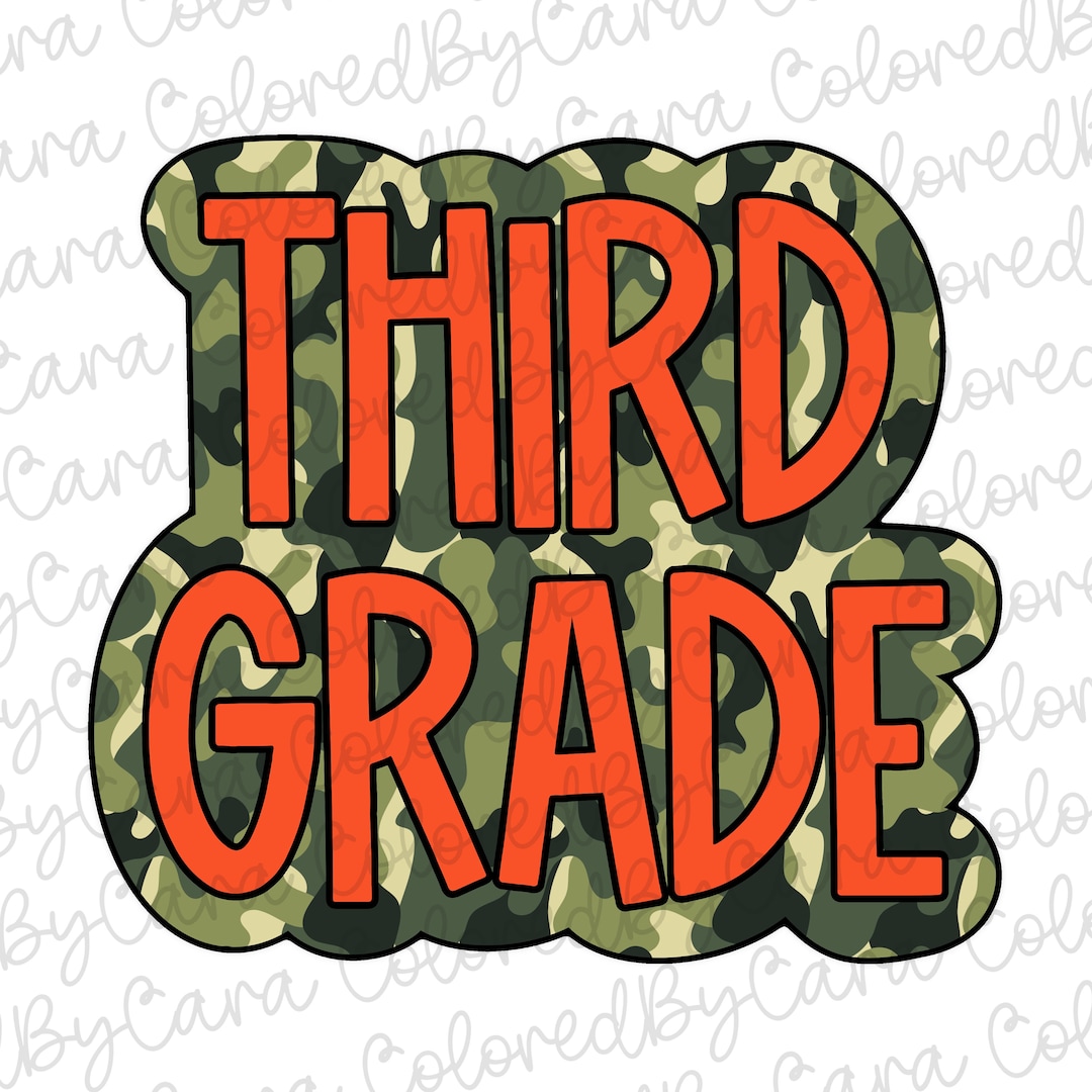Third Grade PNG/ Camo Boy Back to School Png/ Elementary Png/ School ...