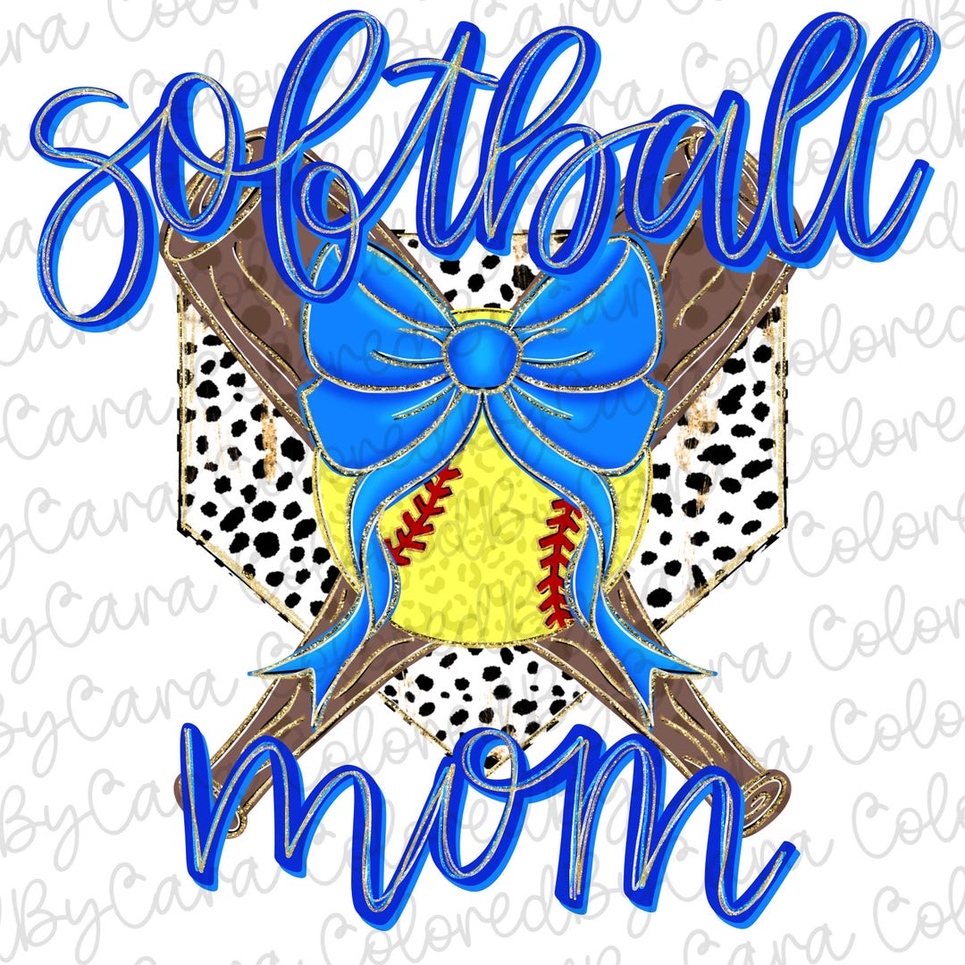 Preppy Royal Blue Softball Mom Png Coquette Softball Mom Baseball ...