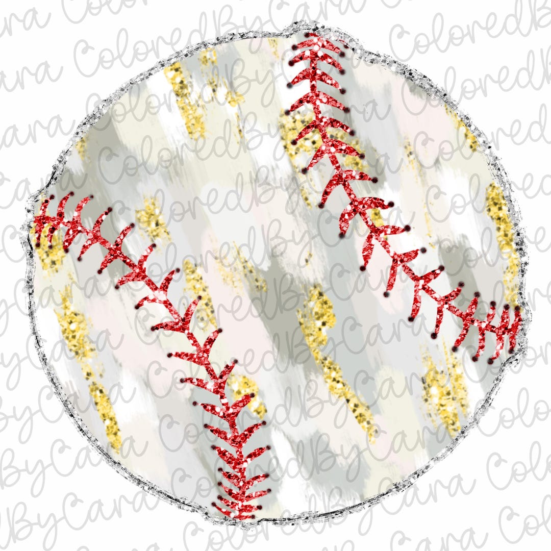 Brushstroke Silver Glitter Baseball Png Girls Baseball Design Dtf Girls ...