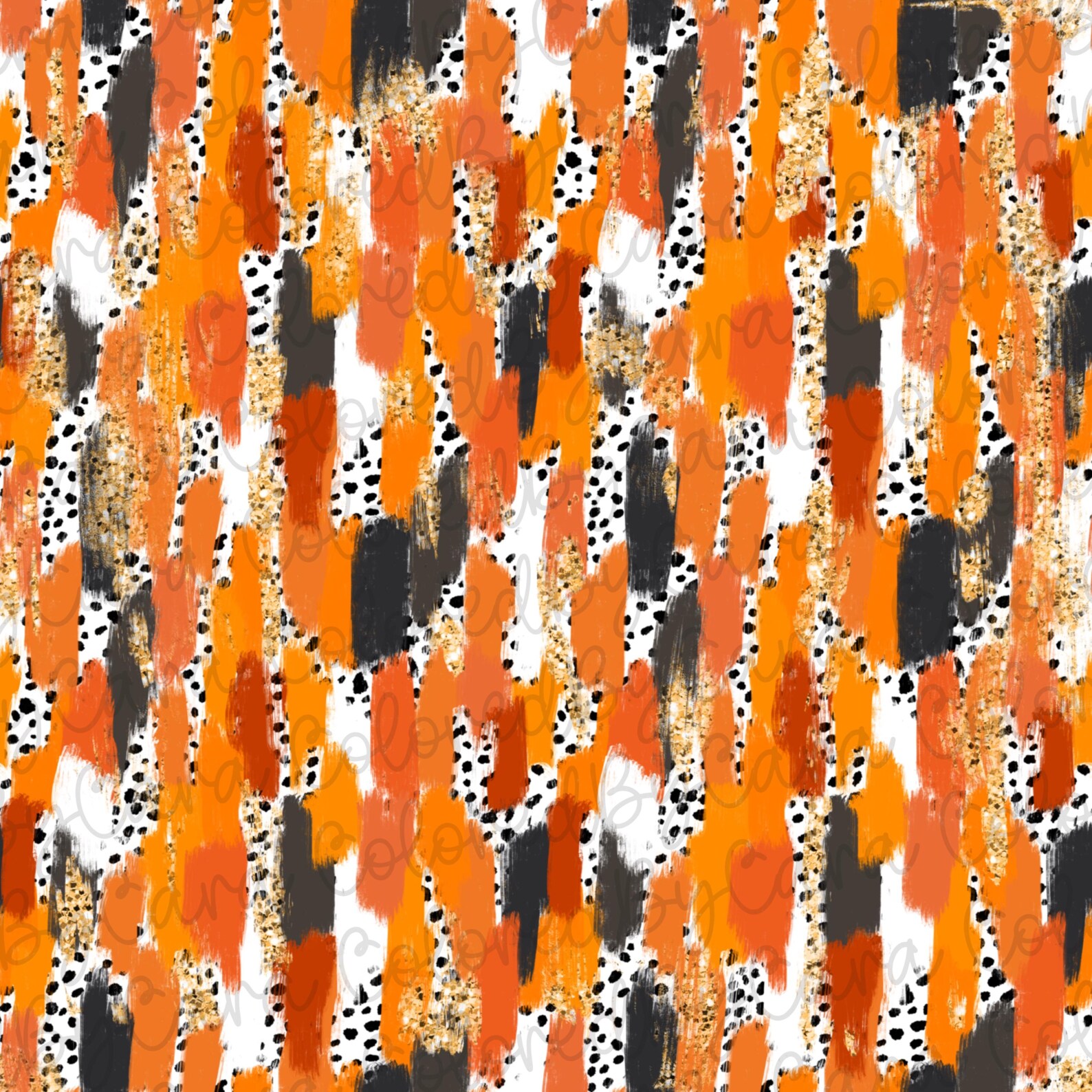 Orange Brushstrokes Seamless Pattern/ Digital Paper/ Brush Strokes ...