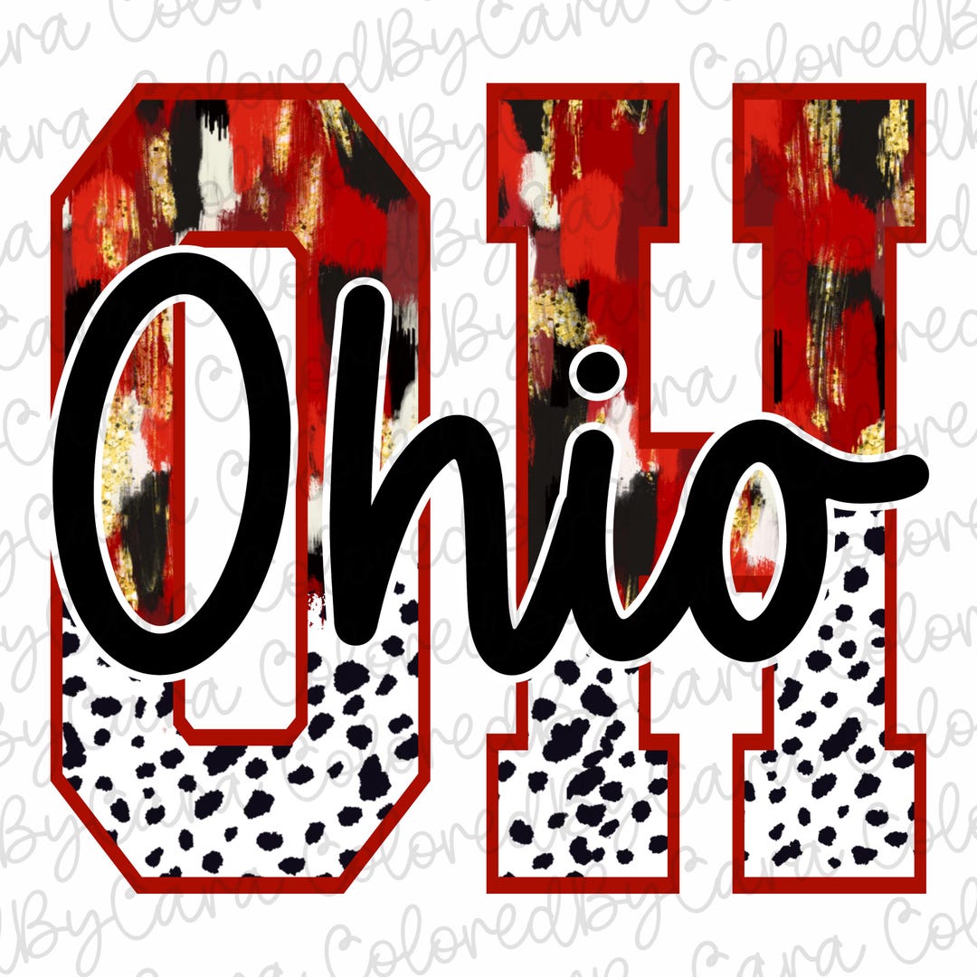 Ohio Png/ OH Png/ Brushstrokes/ Dalmatian/ Preppy State Designs/ Red ...
