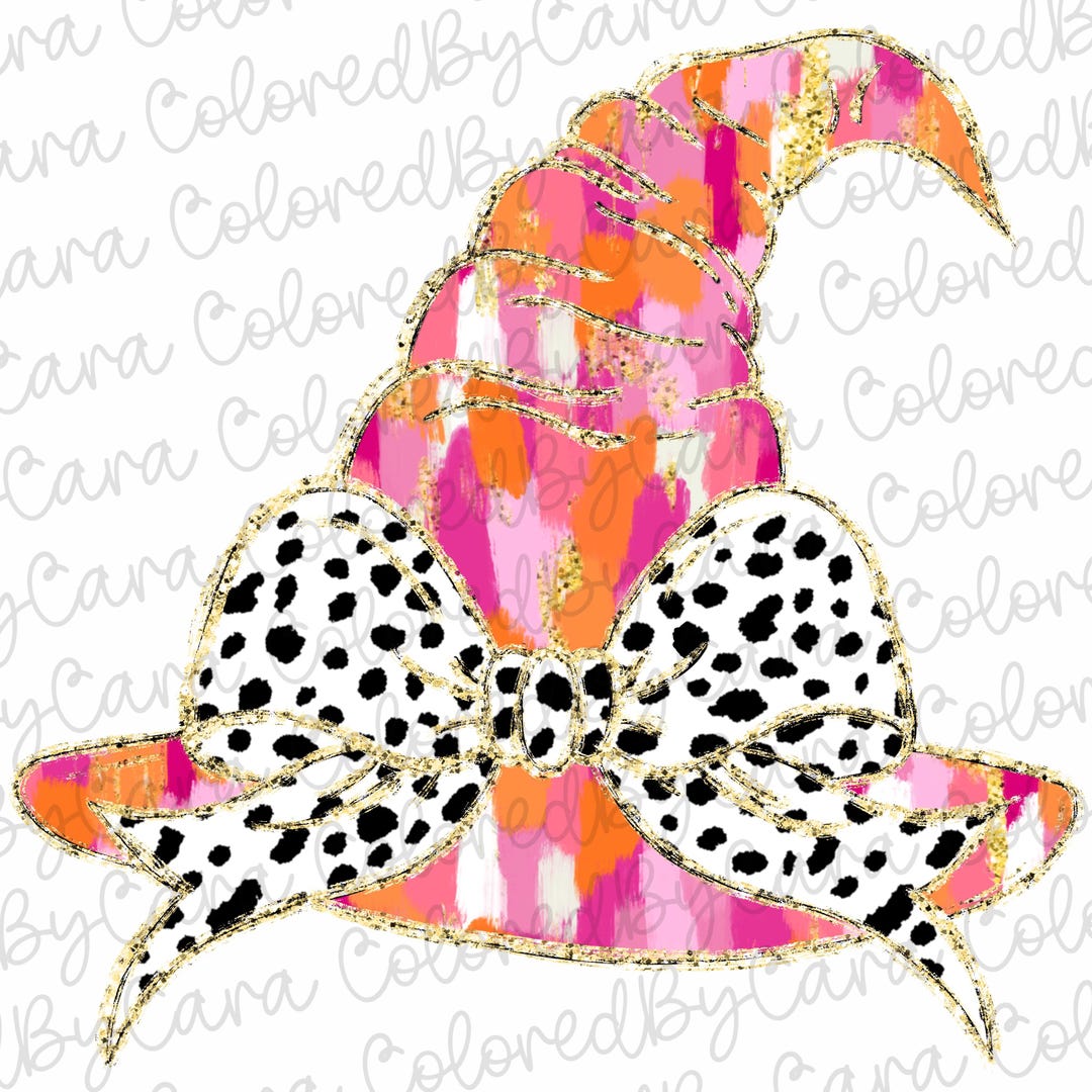 Halloween Coquette Gold Glitter Witch Hat Png Girls Halloween Design ...