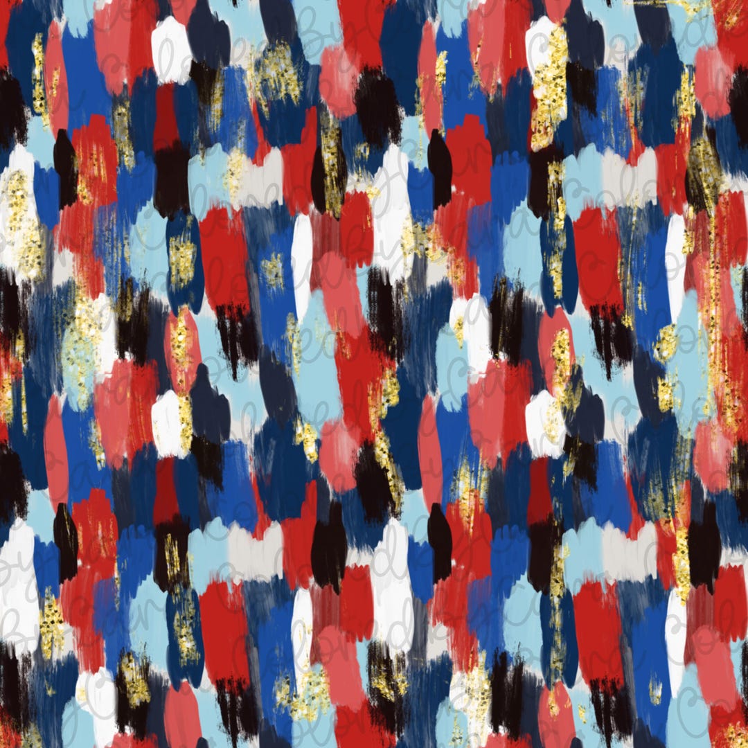 Red and Blue Brushstrokes Seamless Pattern/ Digital Paper/ Brush ...