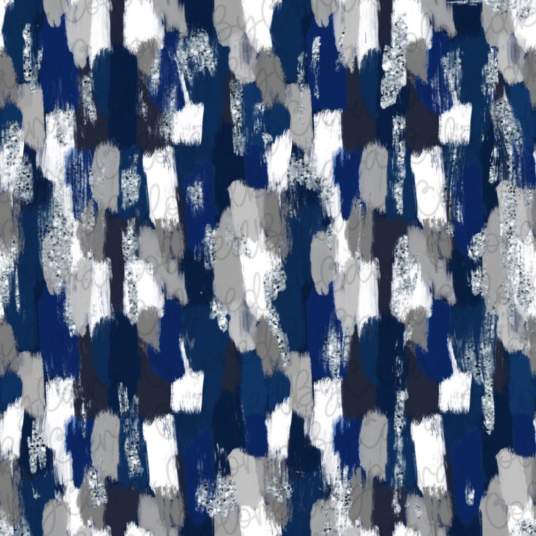Navy Brushstrokes Seamless Pattern/ Digital Paper/ Brush Strokes ...
