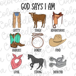 God Says I Am Cowboy and Cowgirl / Western Png/ Cowgirl Sublimation ...