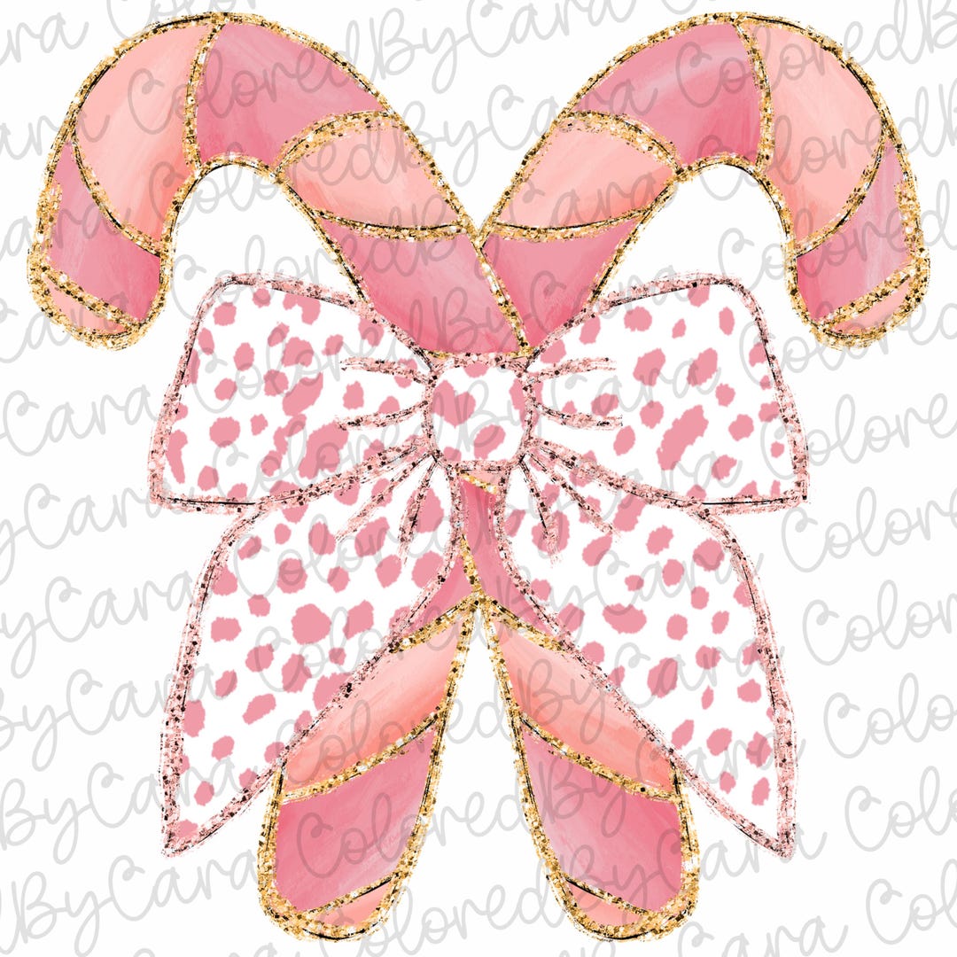 Pink Coquette Glitter Candy Canes Png Girls Christmas Candy Canes Dtf ...