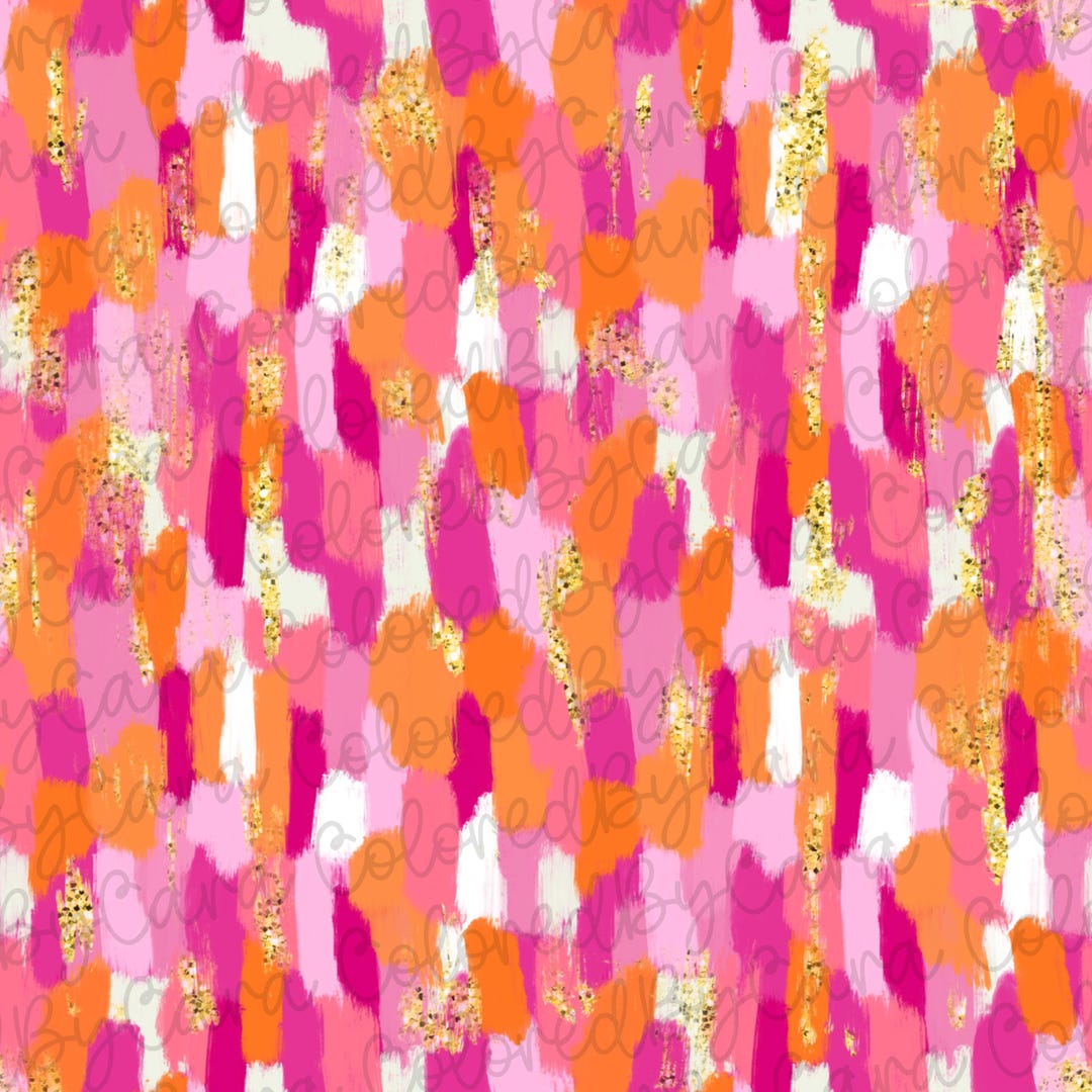Pink and Orange Brushstrokes Seamless Pattern/ Digital Paper/ Brush ...