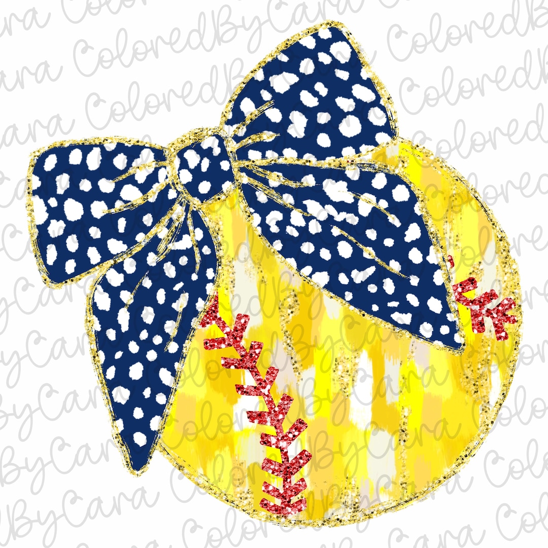 Coquette Gold Glitter Softball Png Girls Softball Design Dtf Girls ...