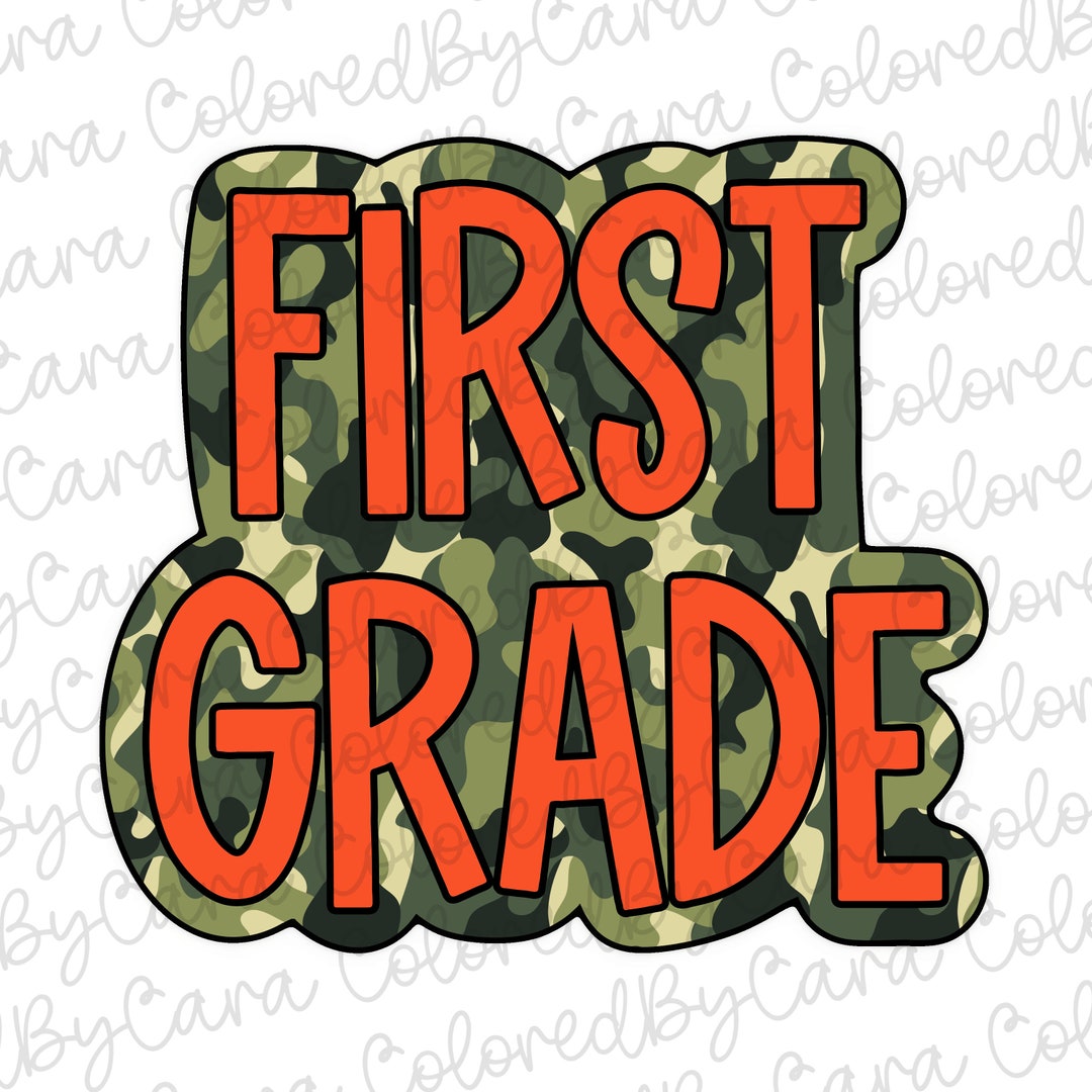 First Grade PNG/ Camo Boy Back to School Png/ Elementary Png/ School ...