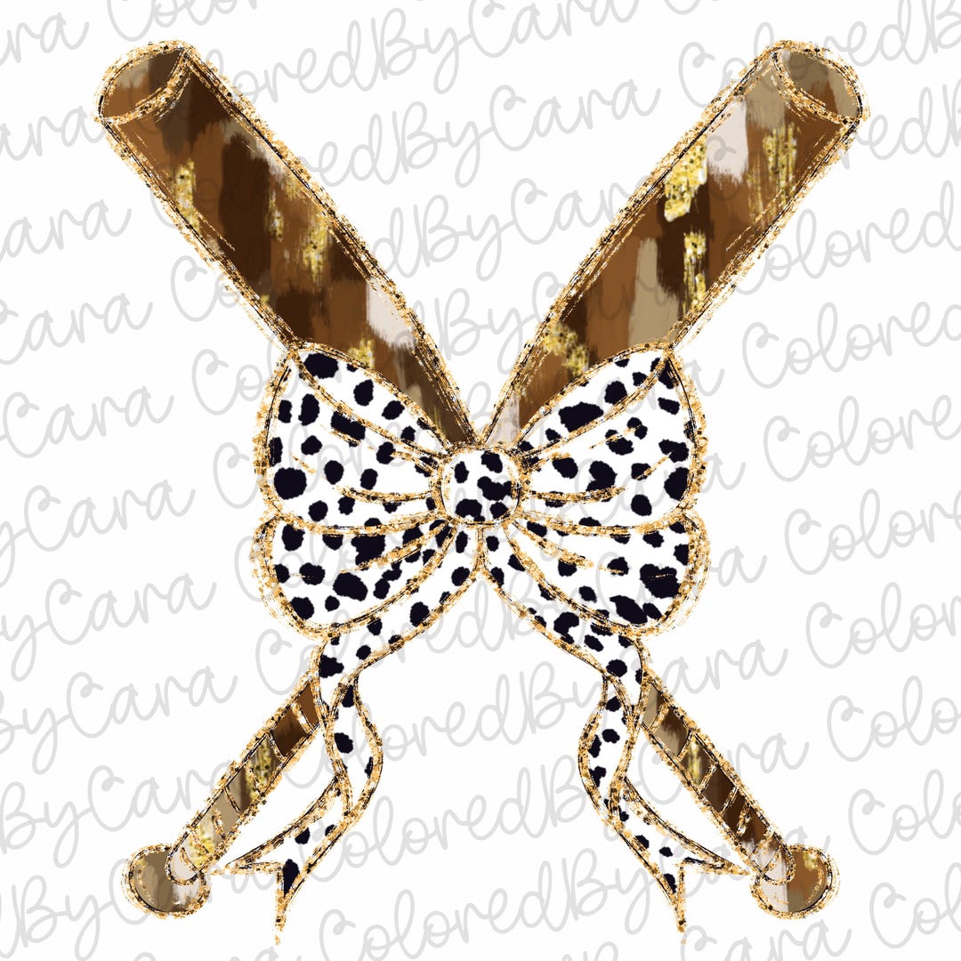 Coquette Gold Glitter Baseball Bat Png Girls Baseball Design Dtf Girls ...