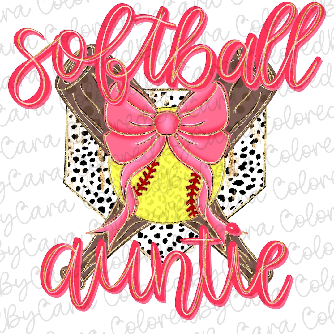 Preppy Pink Softball Auntie Png Coquette Softball Auntie Baseball ...