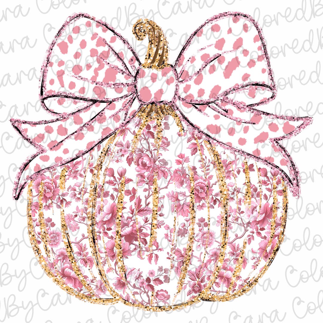 Pink Grand Millennial Coquette Gold Glitter Pumpkin Chinoiserie Png ...