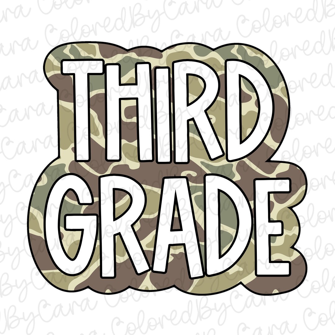 Old Camo Third Grade PNG White Letters/ Camo Boy Back to School ...