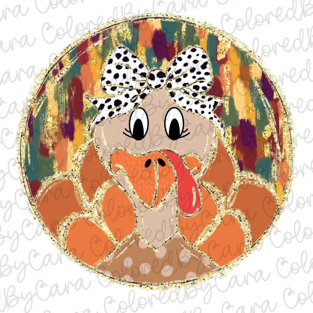 Orange Coquette Gold Glitter Turkey Png Girls Fall Turkey Design Dtf ...