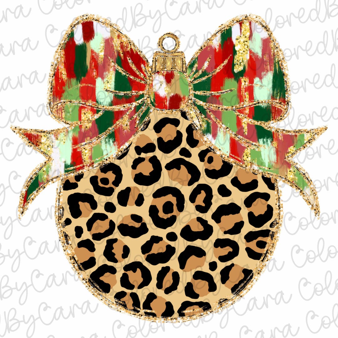 Christmas Cheetah Coquette Glitter Christmas Ornament Png Christmas ...