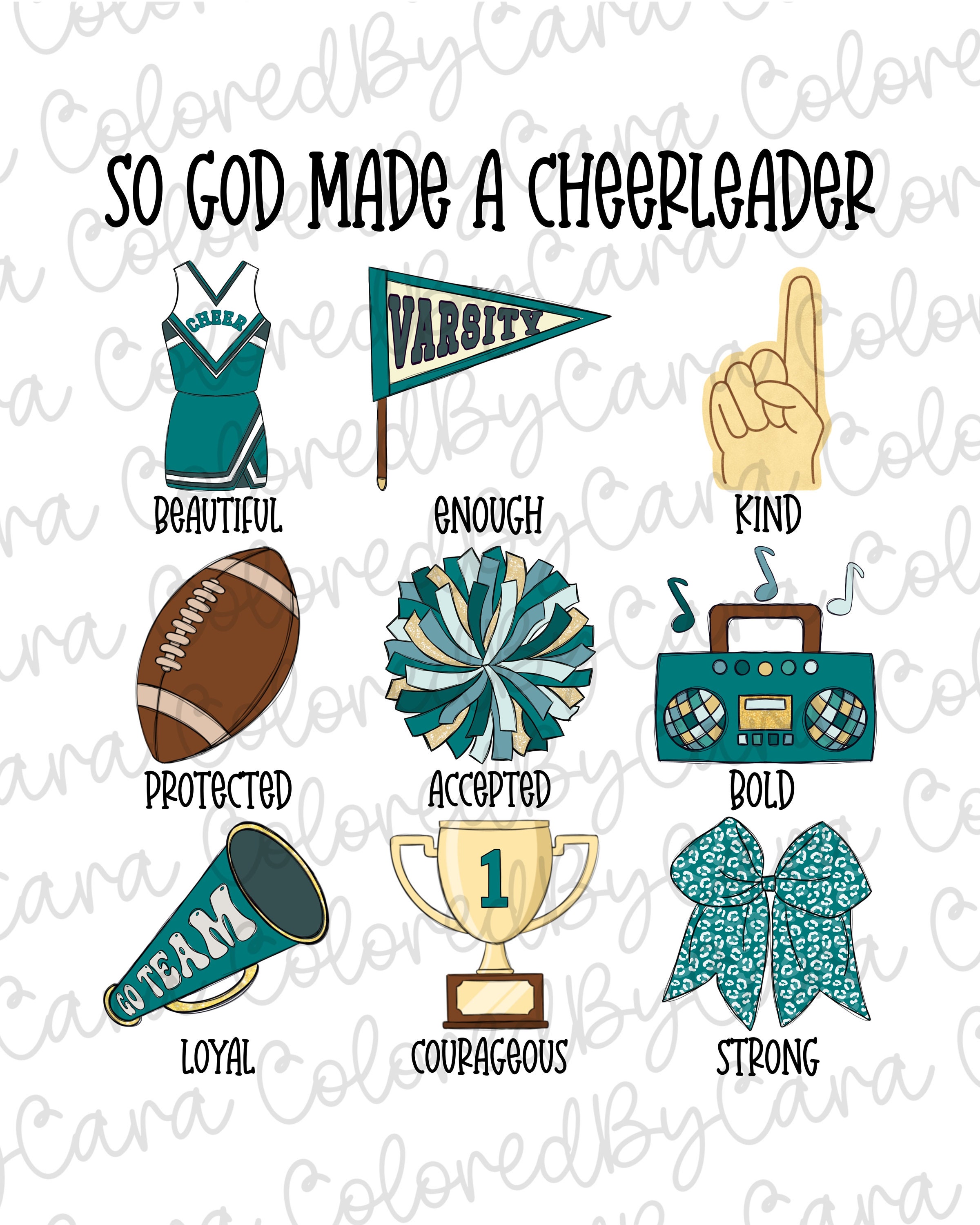 God Says I Am Cheerleader Png/ Cheerleader Png/ Teal Cheer - Etsy