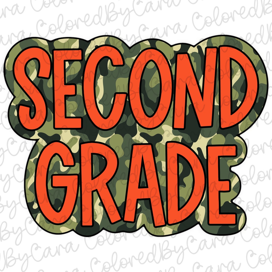 Second Grade PNG/ Camo Boy Back to School Png/ Elementary Png/ School ...
