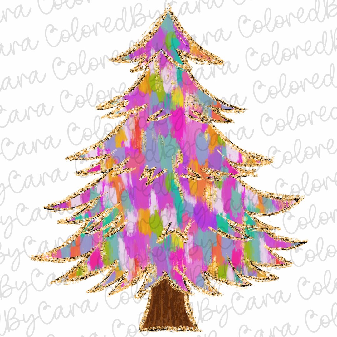 Colorful Glitter Christmas Png Girls Christmas Tree Design Dtf ...