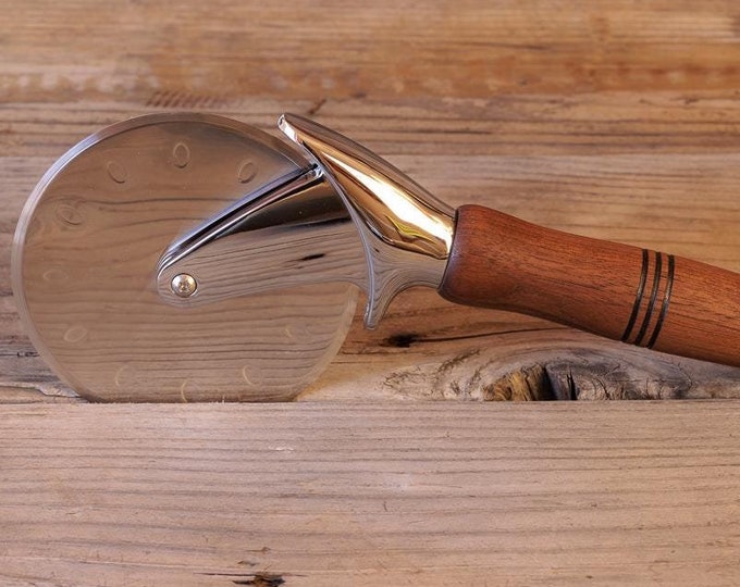 Premium Pizza Cutter - Handcrafted Walnut Handle (three-ring Grip ...