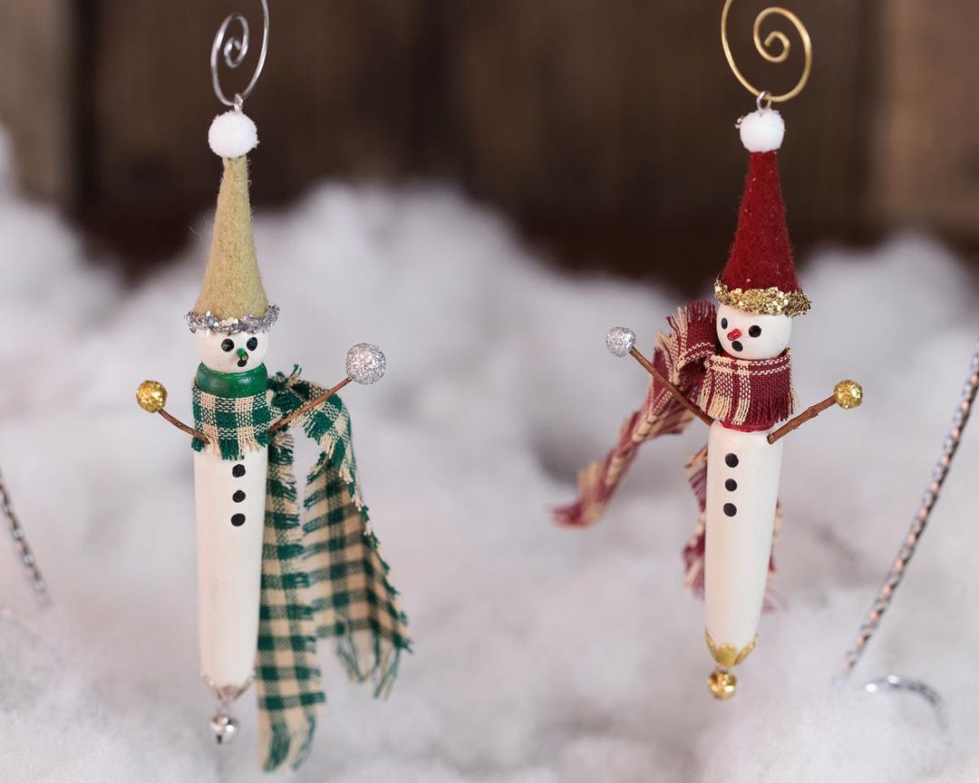 Set of 2 Handcrafted Icicle Snowman Christmas Holiday Ornament ...