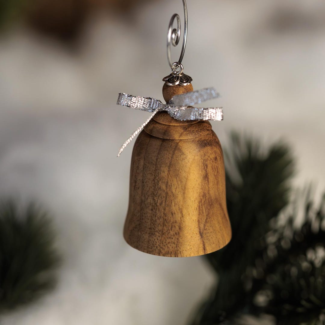 Wooden Handmade Bell Christmas Holiday Ornament - Myrtle & Silver - Etsy