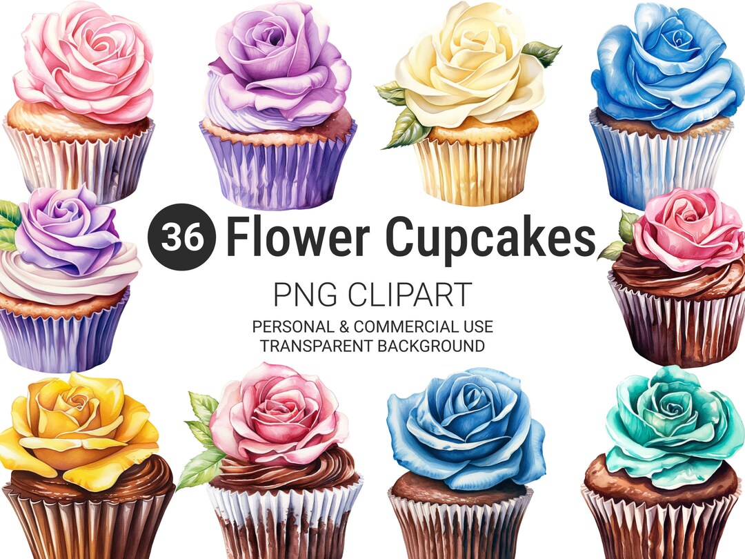 Watercolor Cupcake Clipart Cupcake PNG Birthday Dessert Clip Art ...