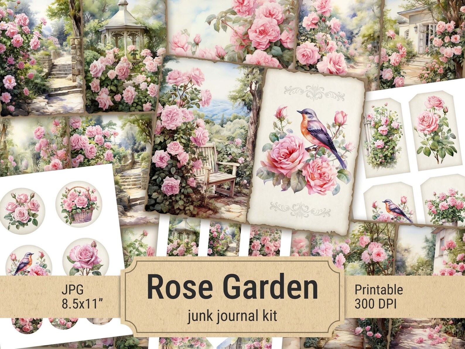 Pink Rose Junk Journal Kit Ephemera: Rose Junk Journal Pages - Etsy