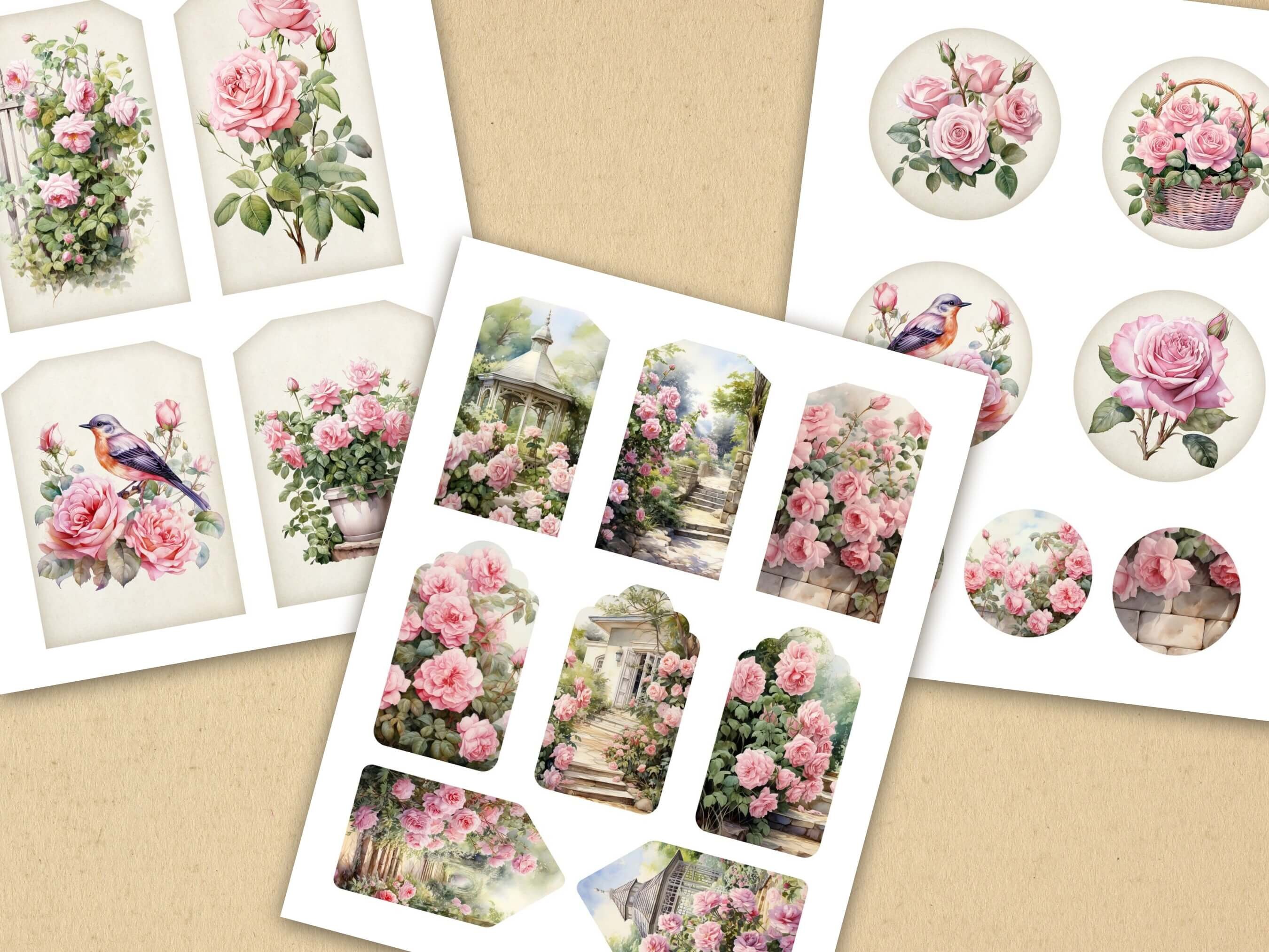 Pink Rose Junk Journal Kit Ephemera Rose Junk Journal Printable Pink ...