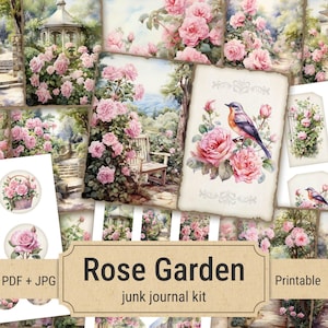 Pink Rose Junk Journal Kit Ephemera Rose Junk Journal Printable Pink ...