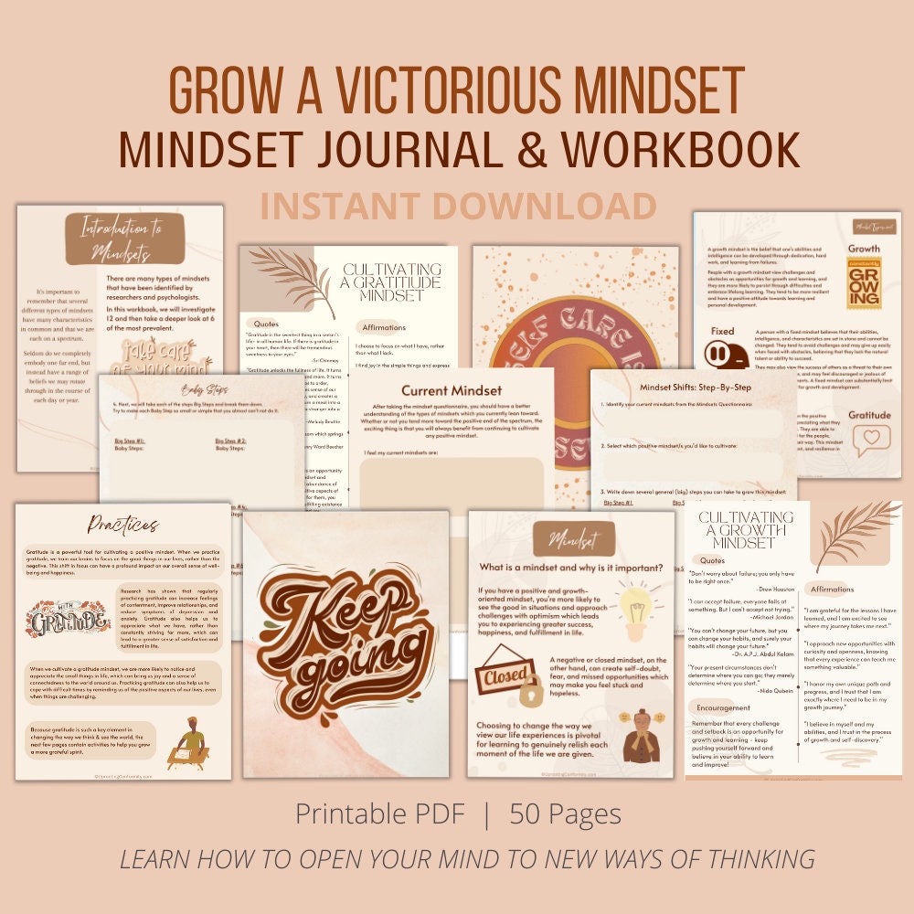Mindset Journal & Workbook, Growth Mindset - Etsy