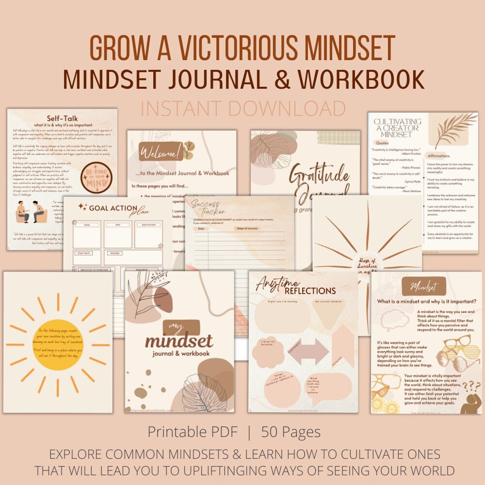Mindset Journal & Workbook, Growth Mindset - Etsy