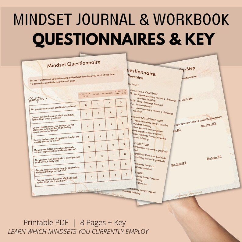 Mindset Journal & Workbook, Growth Mindset - Etsy