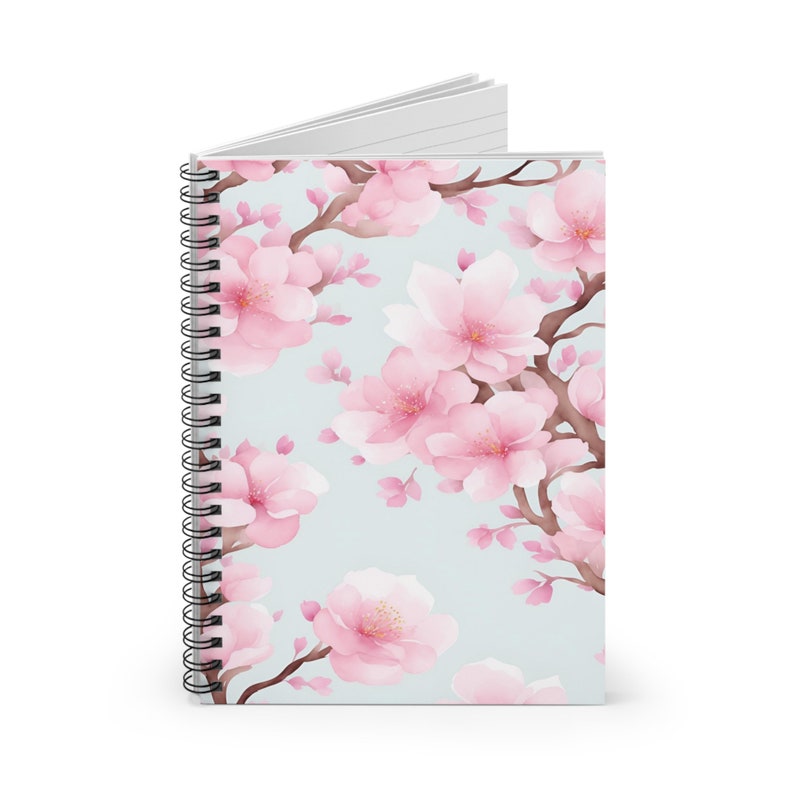 Cherry Blossom Spiral Notebook 8x6 in Ruled Pages Elegant Sakura ...