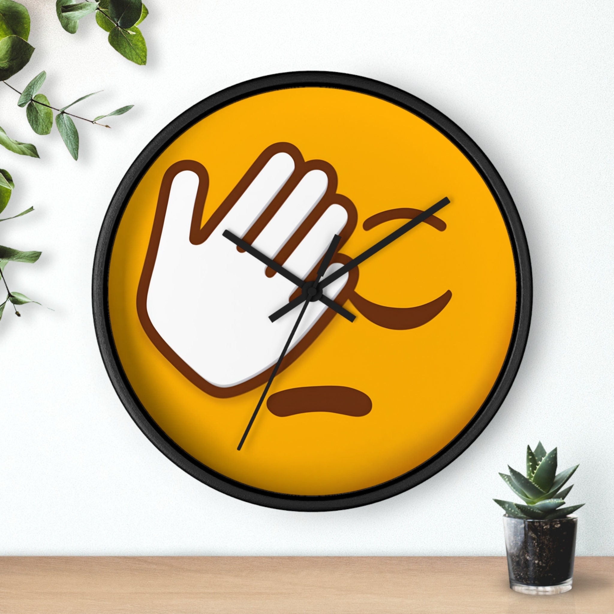 Facepalm Emoji Round Wall Clock Quirky Timekeeper Black or - Etsy