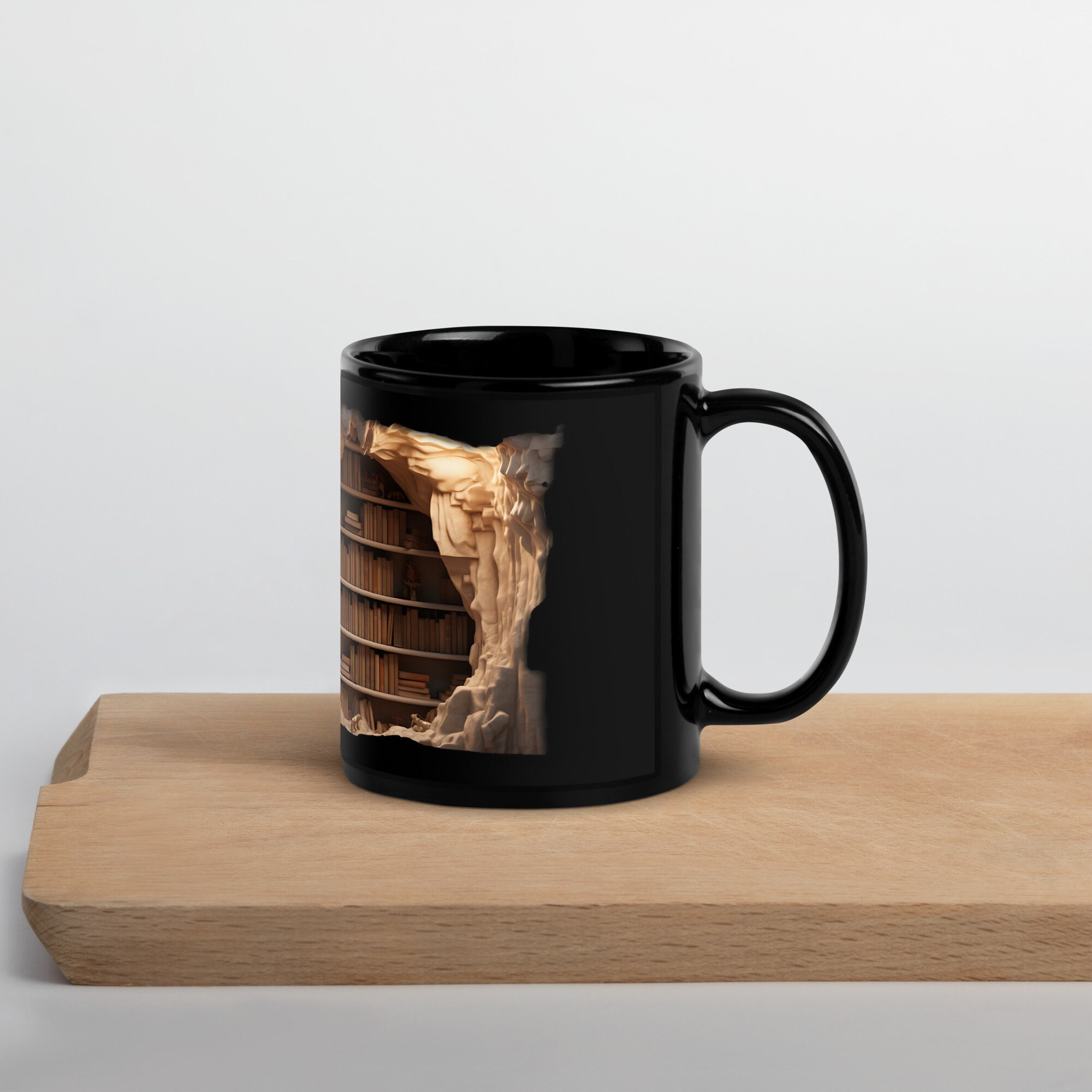 Unique 3D Bookshelf Mug, Bookworm Gifts, Cracked Wall Bookshelf Mug, 3D ...