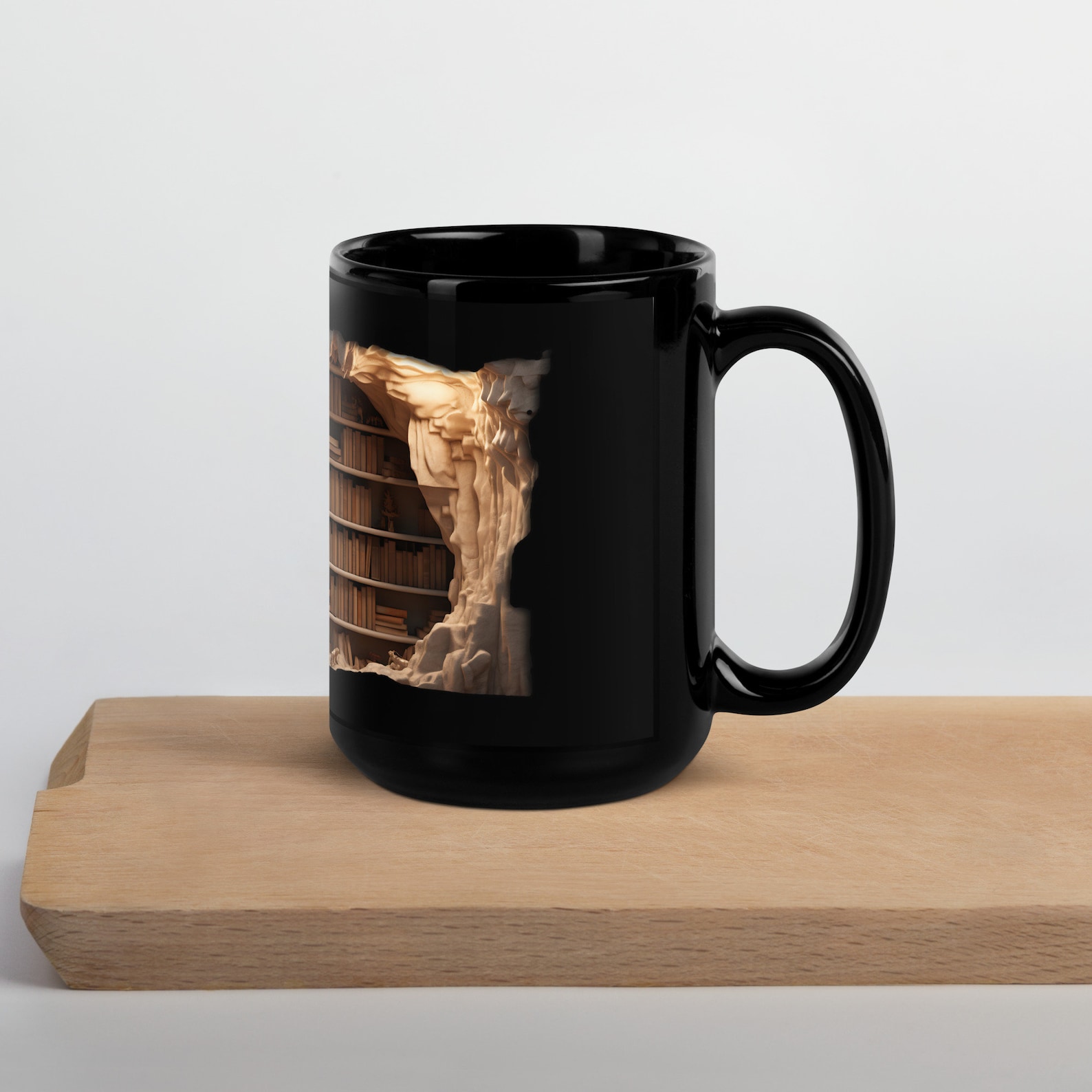 Unique 3D Bookshelf Mug, Bookworm Gifts, Cracked Wall Bookshelf Mug, 3D ...