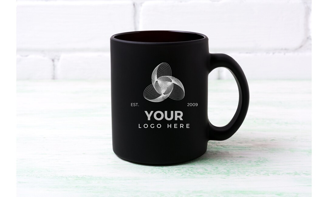 Company Logo Gifts, Mug With Company Logo, Black Ceramic Mug, 15oz ...