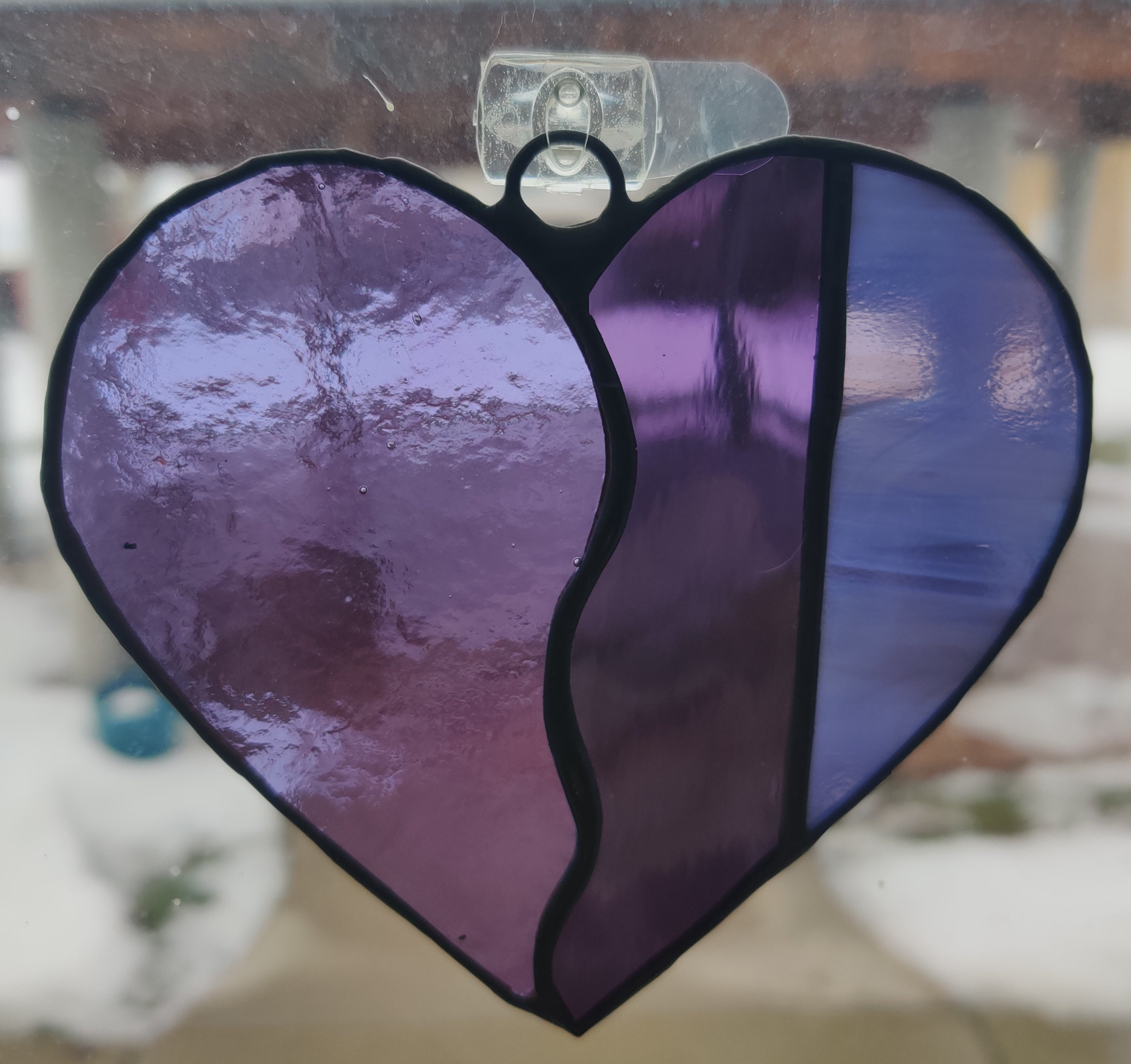Adorable Purple Stained Glass Mended Heart Suncatcher - Etsy