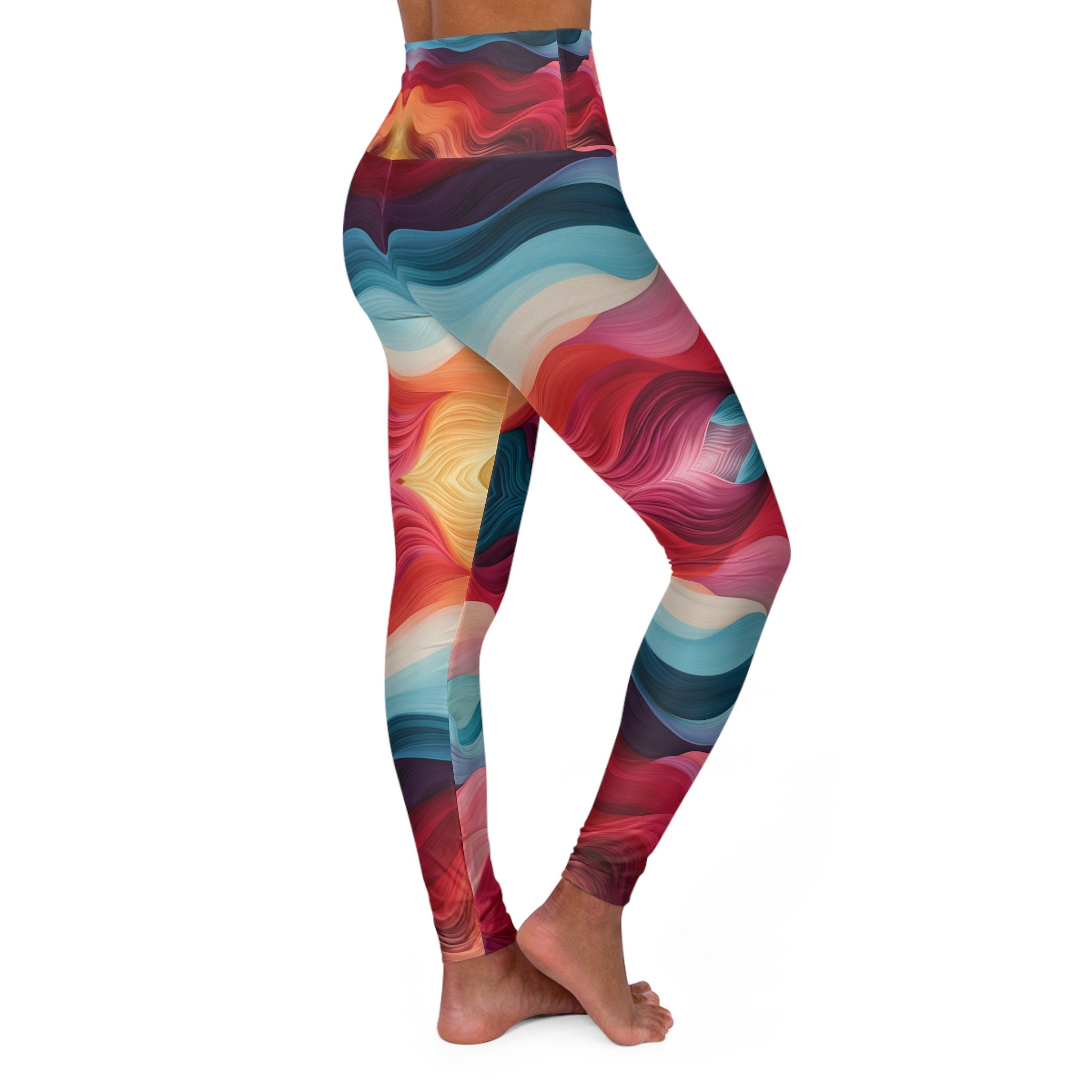Waves of Color High Waisted Yoga Leggings - Etsy